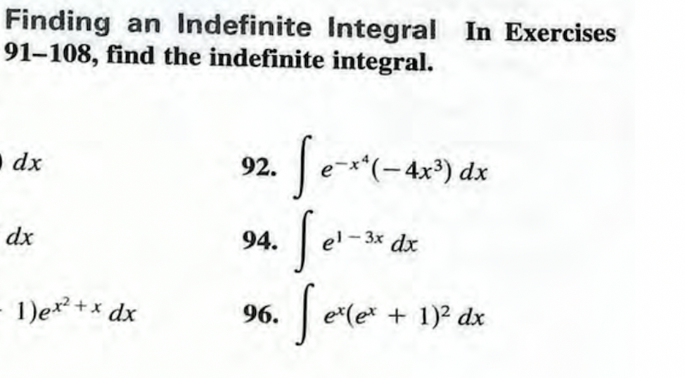 Solved Finding an Indefinite Integral In Exercises 91-108, | Chegg.com