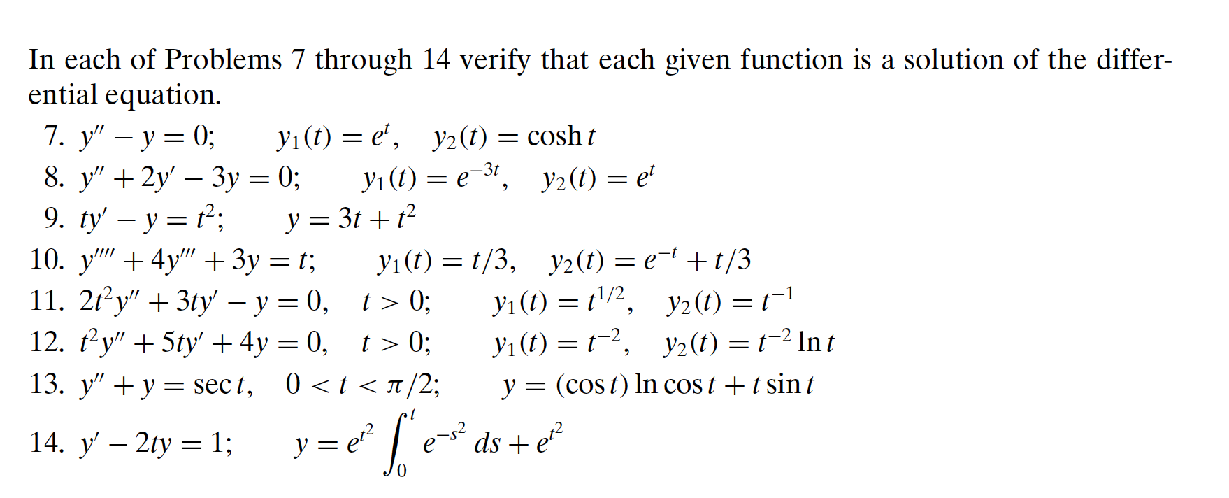 Solved In each of Problems 7 through 14 verify that each | Chegg.com