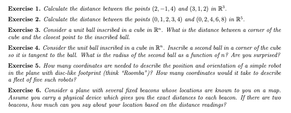 Solved Exercise 1. ﻿Calculate the distance between the | Chegg.com