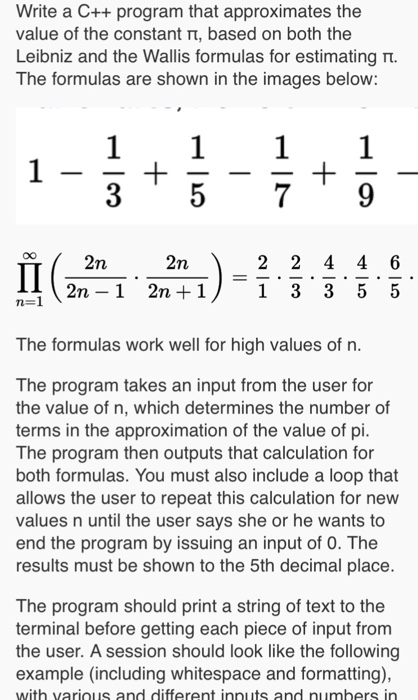 Solved Write A C Program That Approximates The Value Of The 