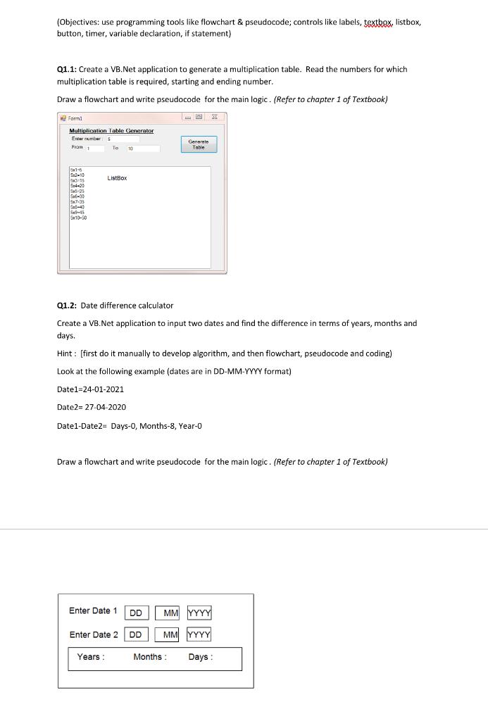 Solved (Objectives: use programming tools like flowchart & | Chegg.com