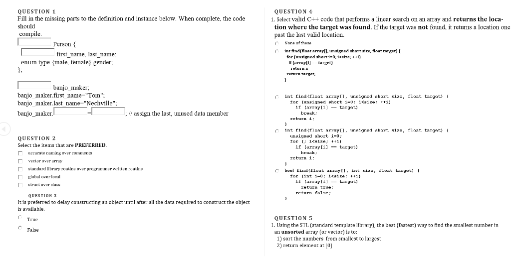 Solved QUESTION 1 Fill in the missing parts to the | Chegg.com