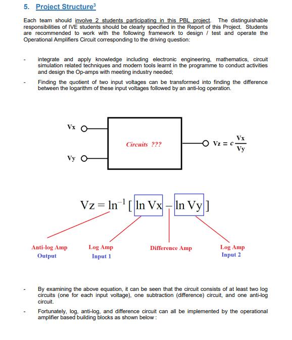 Solved 5. Project Structure 3 Each team should involve 2 | Chegg.com