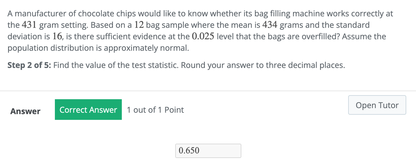 Solved A manufacturer of chocolate chips would like to know | Chegg.com