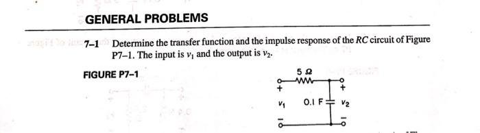 Solved GENERAL PROBLEMS Determine the transfer function and | Chegg.com