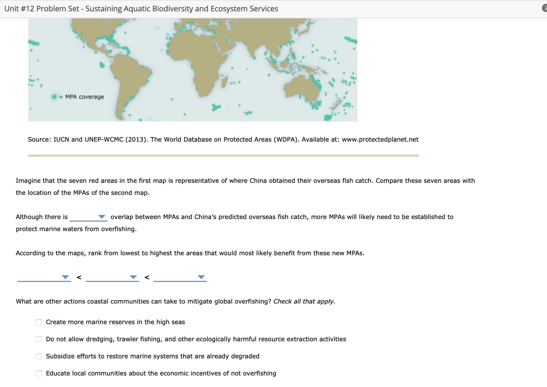 Solved nit \#12 Problem Set - Sustaining Aquatic | Chegg.com