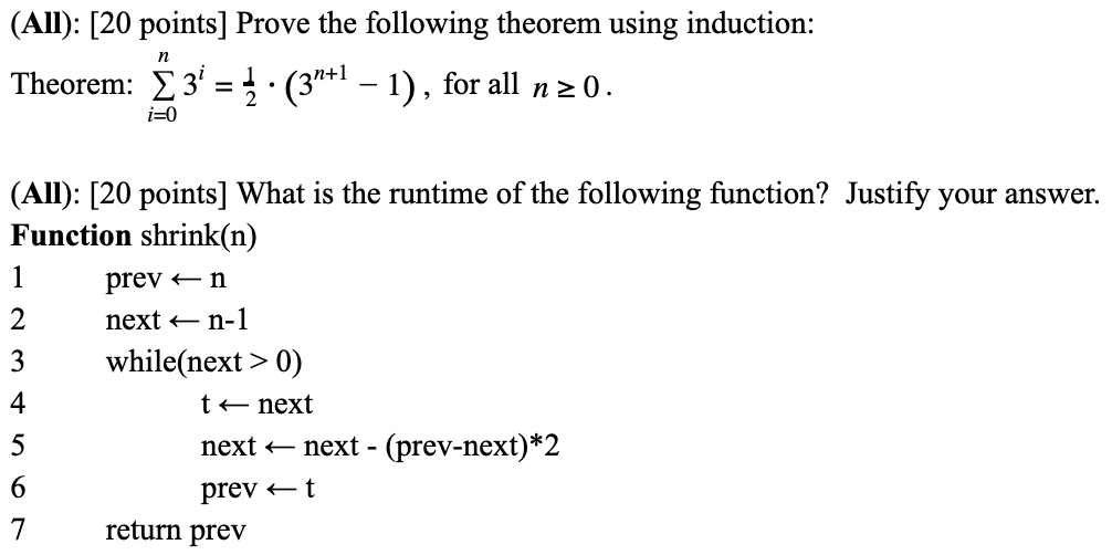 Solved (All): [20 points] Prove the following theorem using | Chegg.com