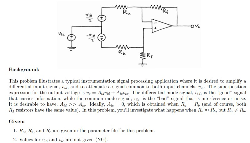 Solved Parameters Ra = 8.282 kOhms Rb = 8.118 kOhms | Chegg.com