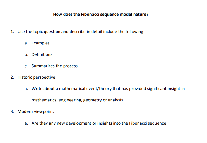 Solved How does the Fibonacci sequence model nature? 1. Use | Chegg.com