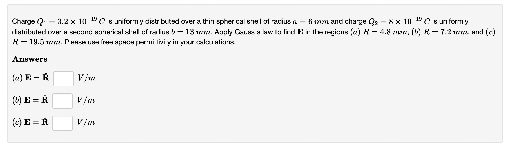 Solved -19 -19 Charge Q1 = 3.2 x 107 C is uniformly | Chegg.com