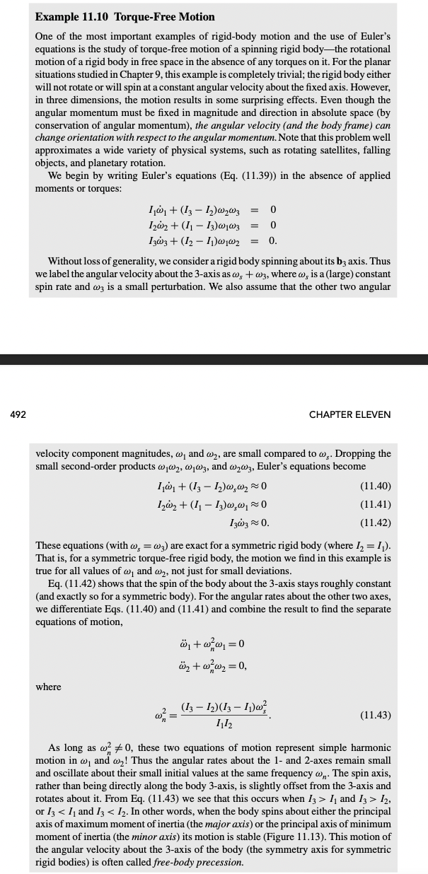 11.10 Use MATLAB to integrate the torque-free | Chegg.com