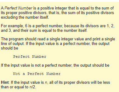 Solved A Perfect Number is a positive integer that is equal | Chegg.com