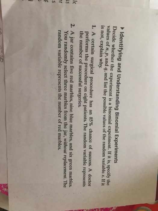 Solved Identifying and Understanding Binomial Experiments | Chegg.com