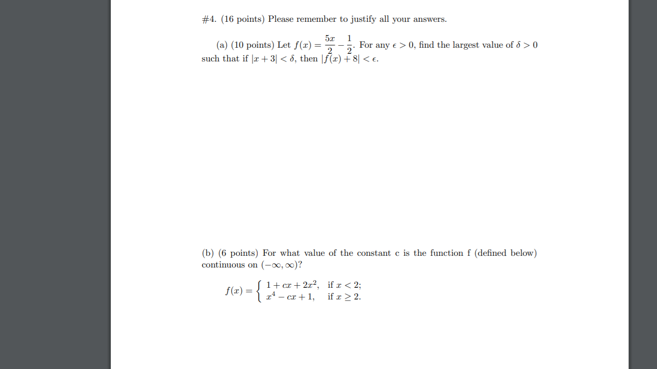 Solved 4 16 Points Please Remember To Justify All Your 4358