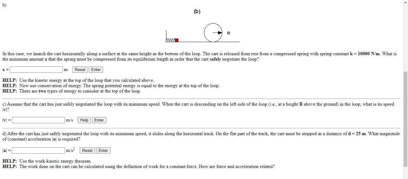 Solved Loop-the-Loop In the problems, consider a cart (the | Chegg.com
