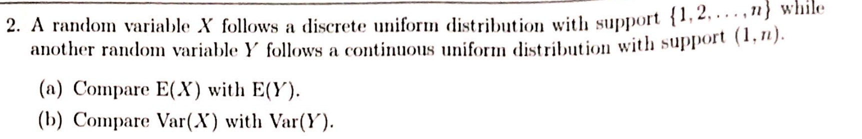 Solved 2. A random variable X follows a discrete uniform | Chegg.com
