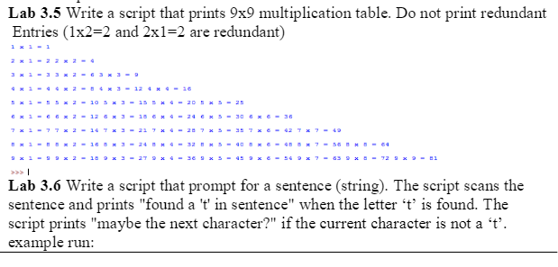 Solved Lab 3.5 Write a script that prints 9x9 multiplication | Chegg.com