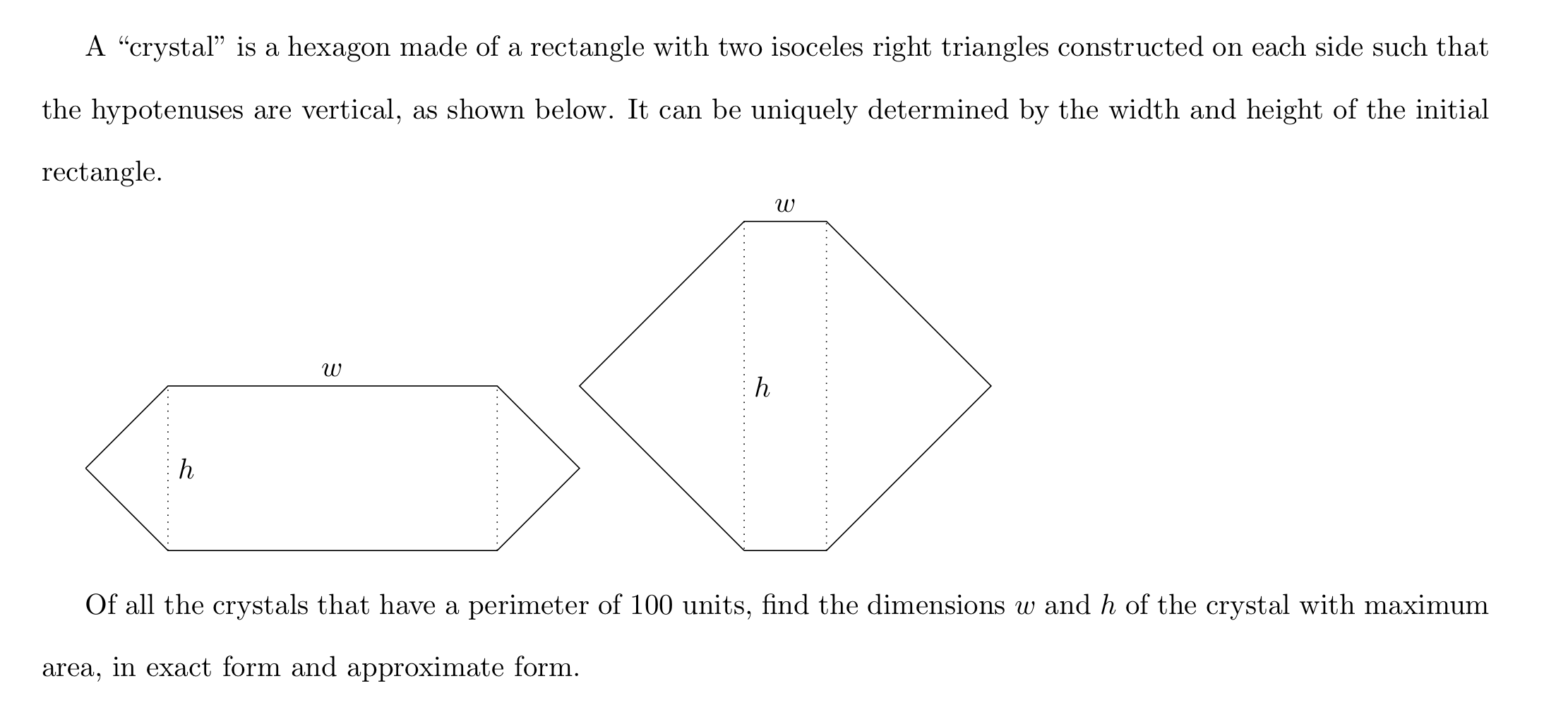 Solved A "crystal" is a hexagon made of a rectangle with two | Chegg.com