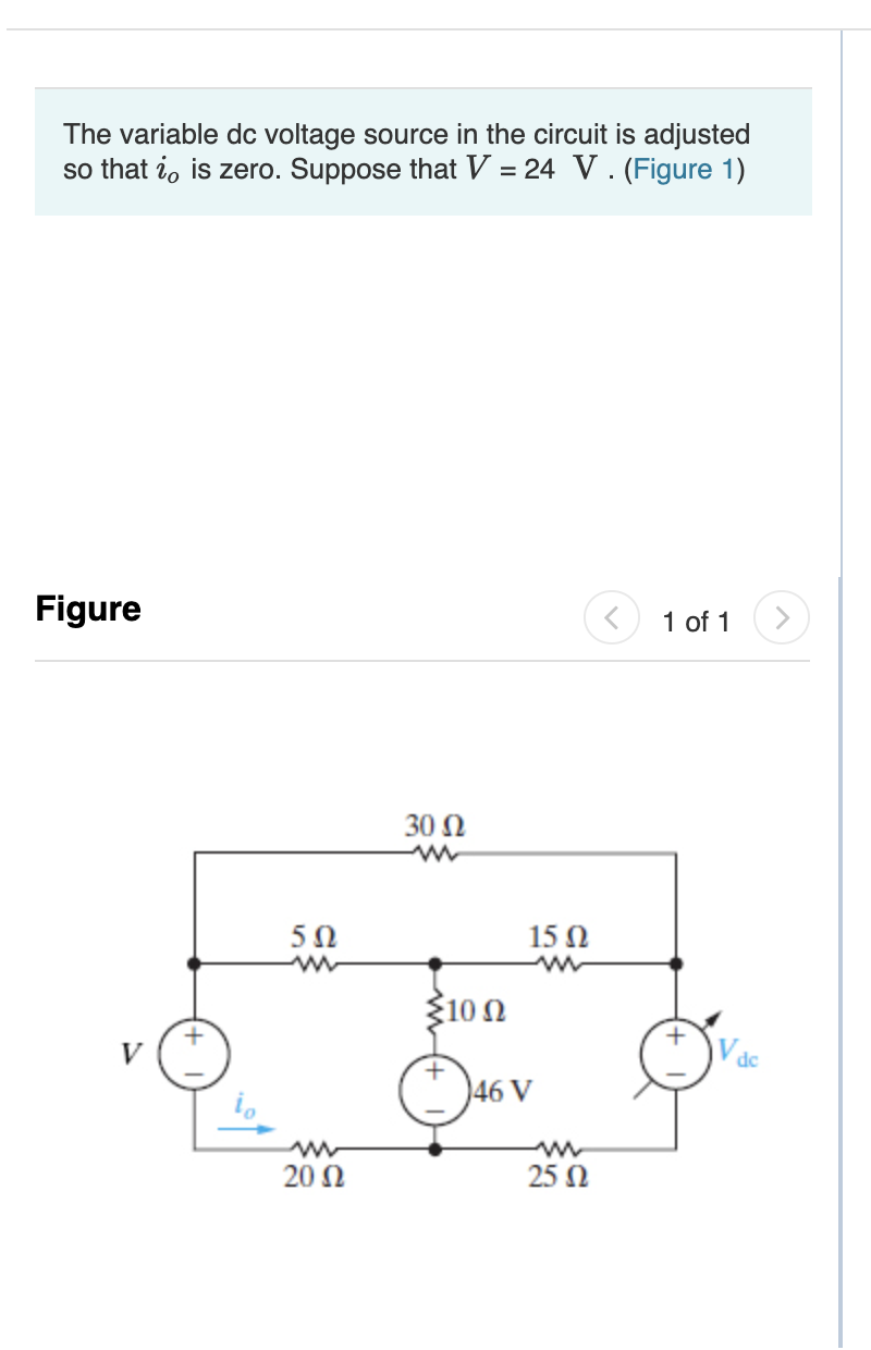 Solved The variable dc voltage source in the circuit is | Chegg.com