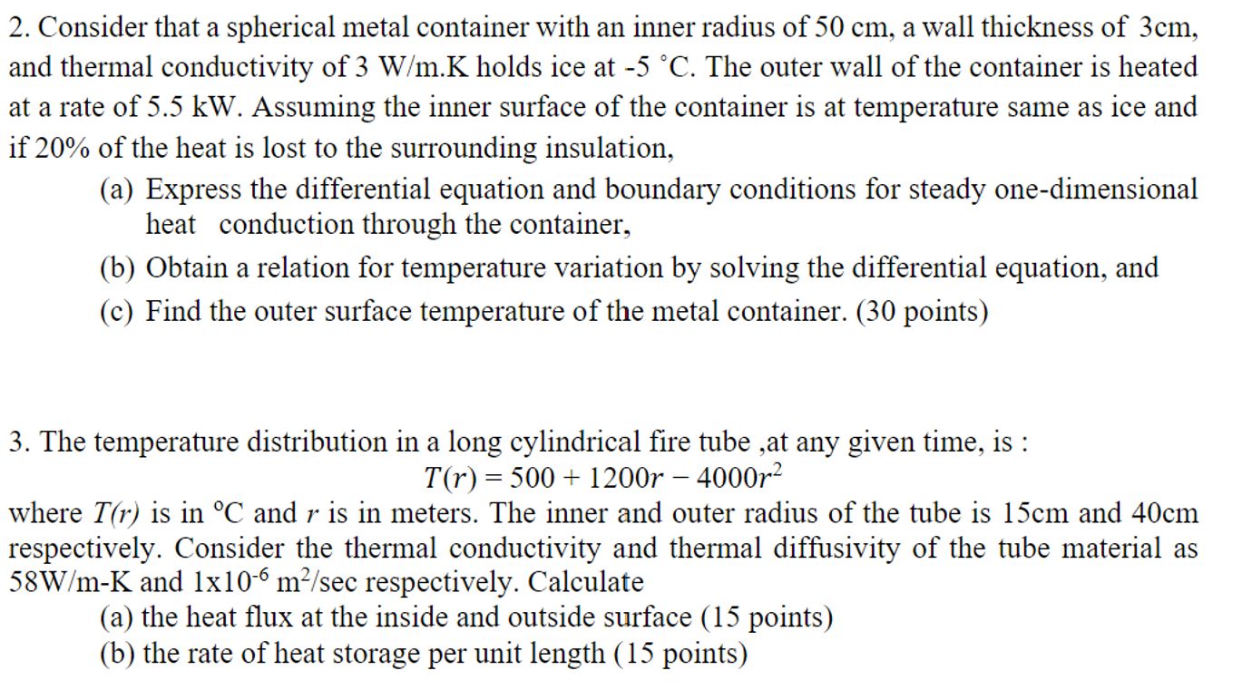 Solved The temperature distribution in a long cylindrical | Chegg.com