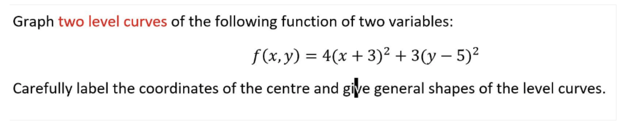 Solved Graph two level curves of the following function of | Chegg.com