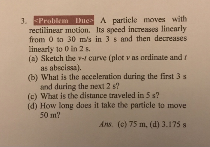 Solved A particle moves with rectilinear motion. Its speed | Chegg.com