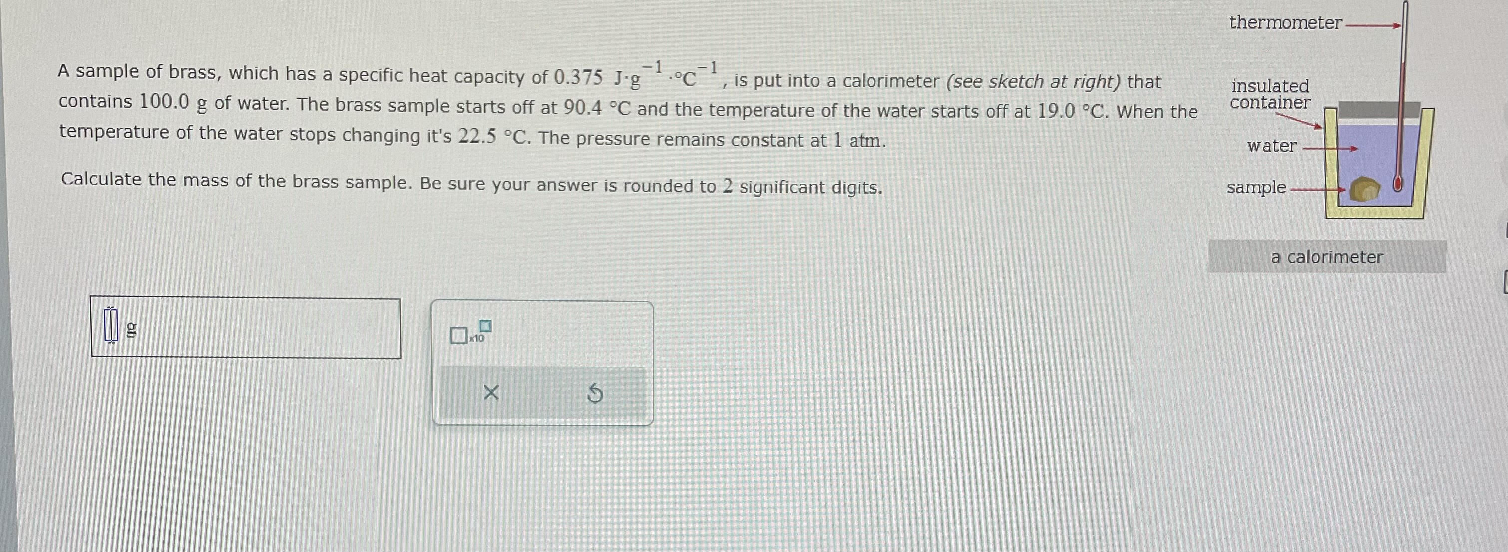 Solved A sample of brass, which has a specific heat capacity | Chegg.com