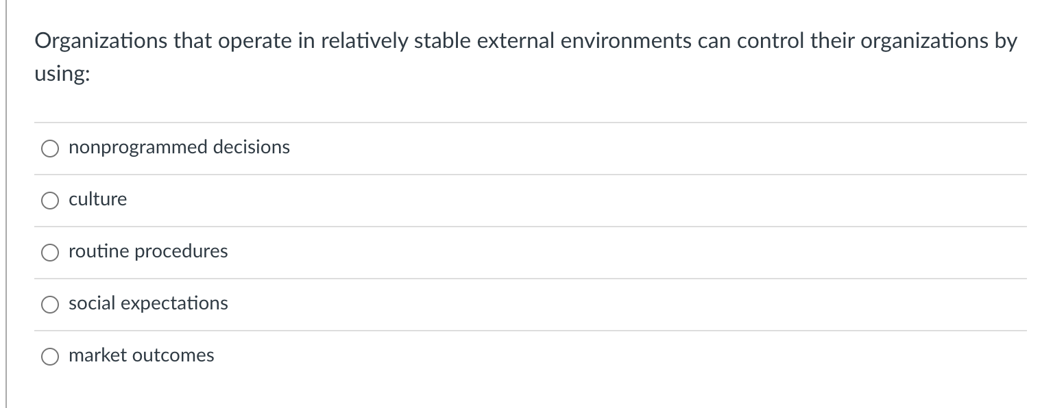 Solved Organizations that operate in relatively stable | Chegg.com