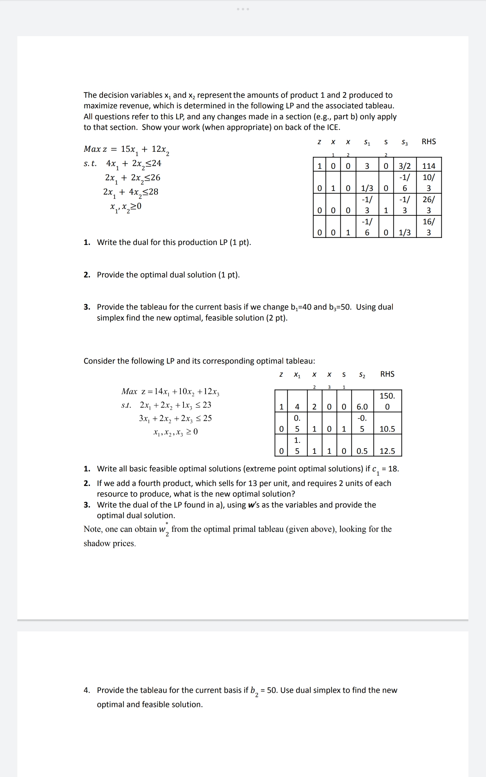 Solved The decision variables x1 ﻿and x2 ﻿represent the | Chegg.com