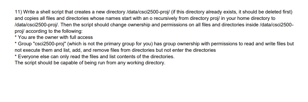 Solved 11) Write a shell script that creates a new directory | Chegg.com
