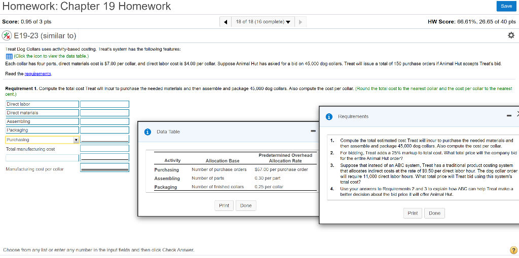 Homework: Chapter 19 Homework Save Score: 0.95 of 3 | Chegg.com