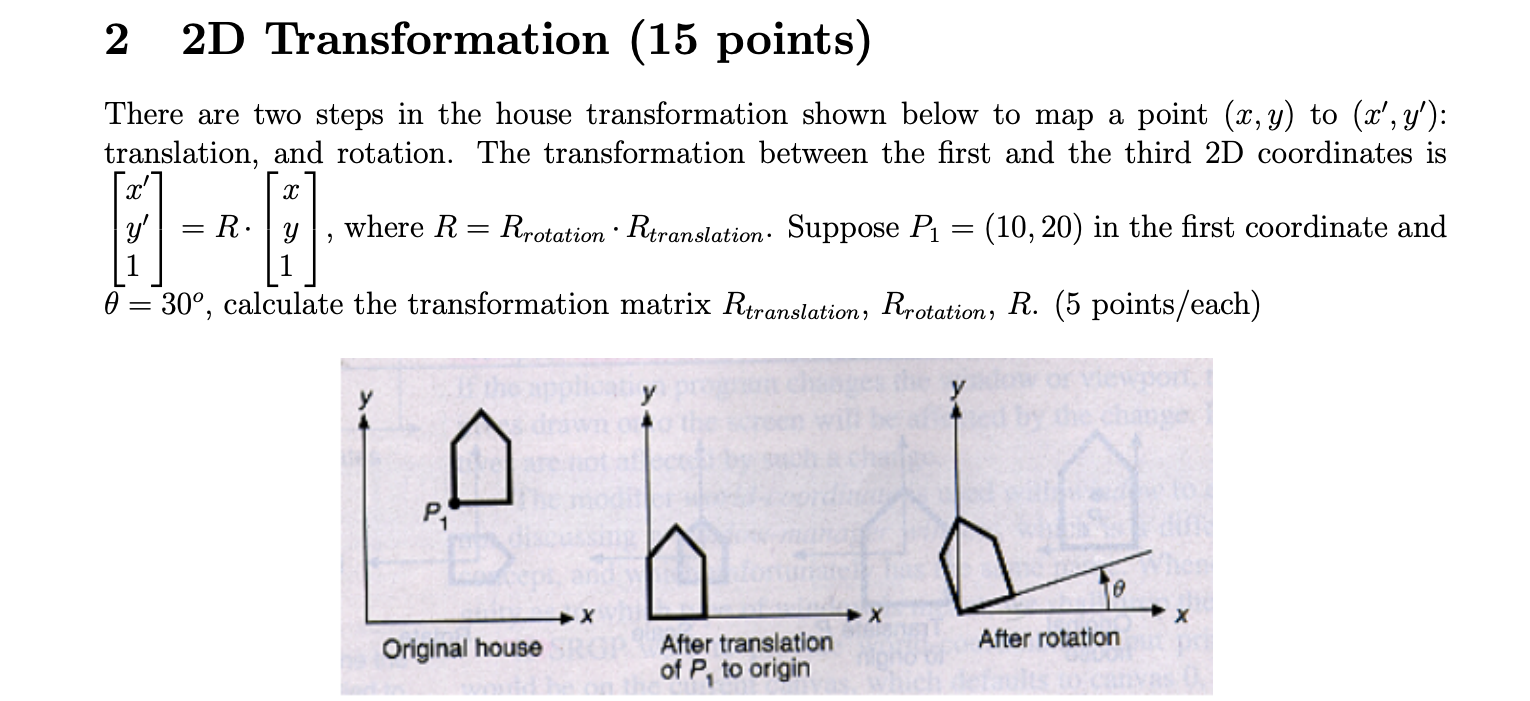 Solved 2 2D Transformation (15 points) There are two steps | Chegg.com