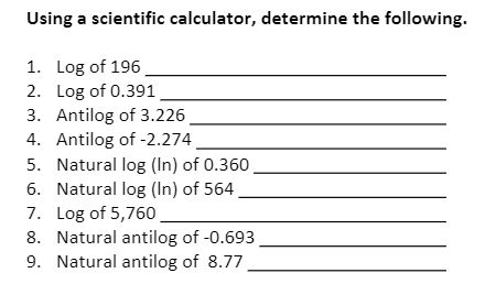 Solved Using a scientific calculator, determine the | Chegg.com