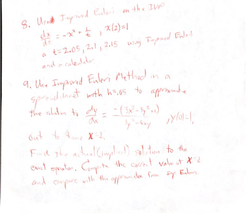 8. Use Iny aved Enteri on the IVr −x2+t1,x(2)=1 a | Chegg.com