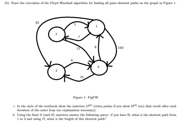 Solved (b) Trace the execution of the Floyd-Warshall | Chegg.com