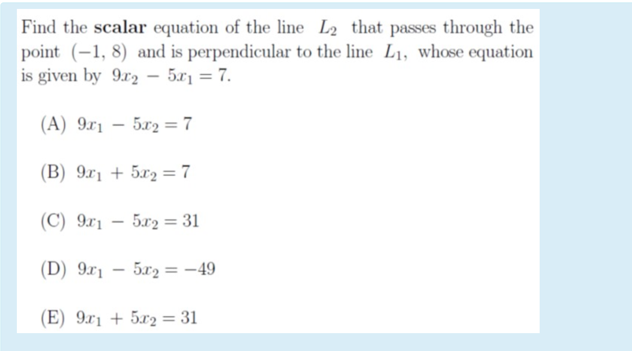 Solved Find the scalar equation of the line L2 that passes | Chegg.com