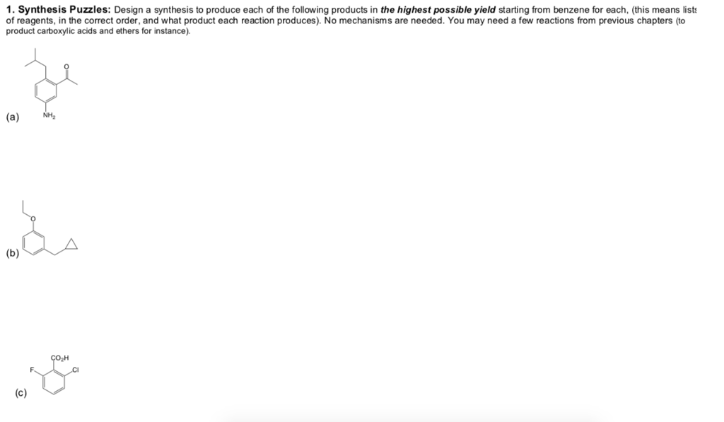 Solved 1. Synthesis Puzzles: Design a synthesis to produce | Chegg.com