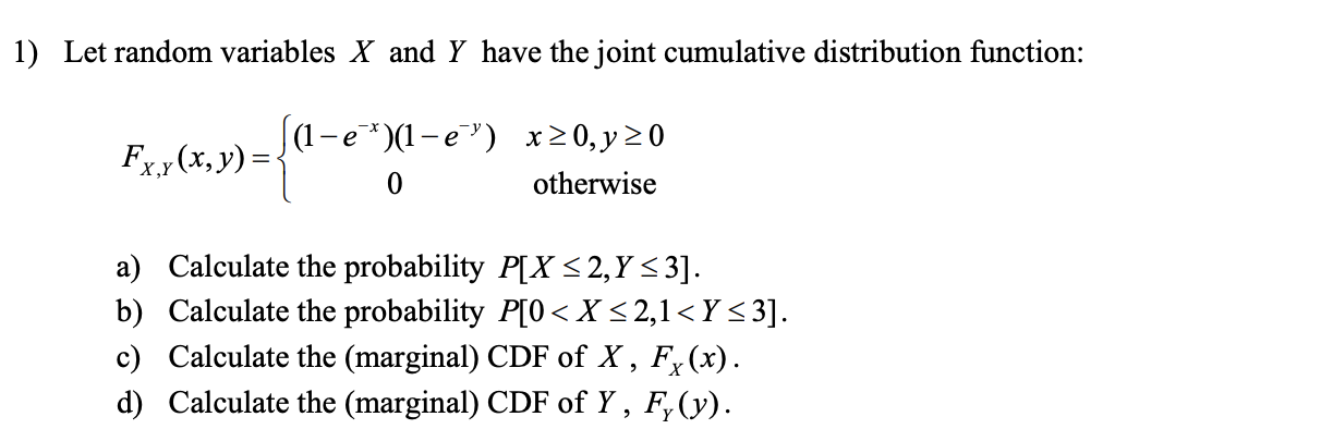 Solved 1) Let random variables X and Y have the joint | Chegg.com