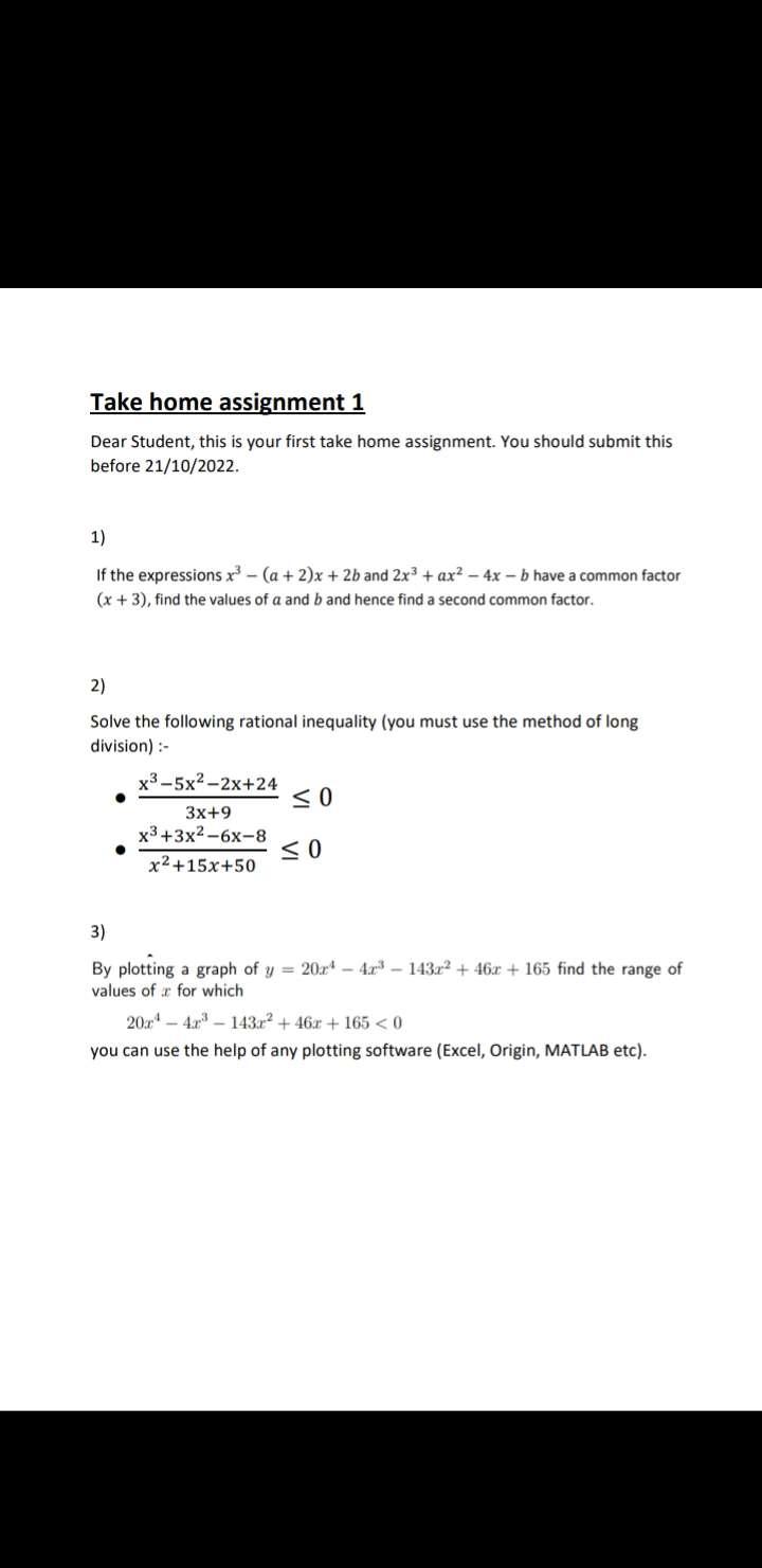 Solved Take home assignment 1 Dear Student, this is your | Chegg.com