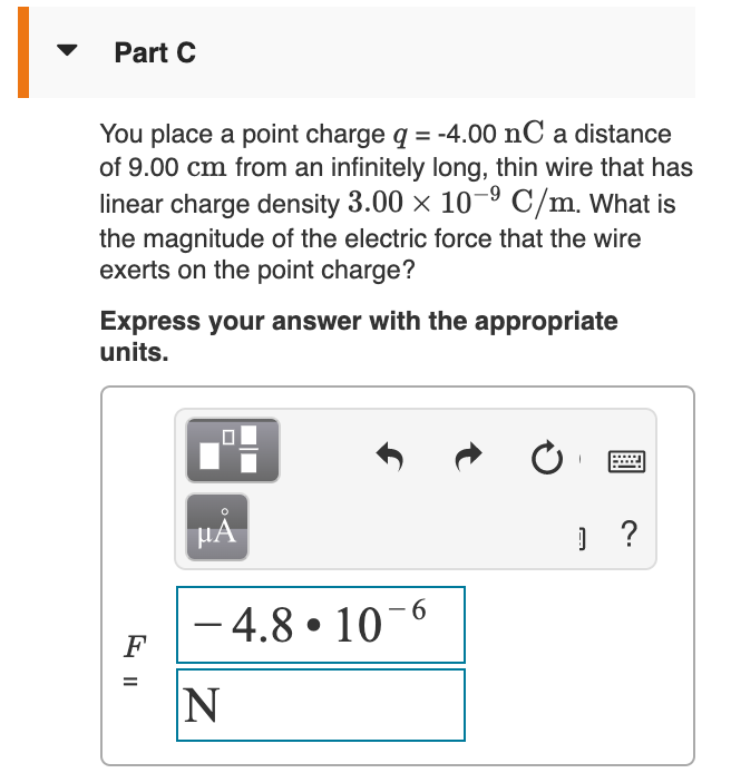Solved Part C You place a point charge q = -4.00 nC a | Chegg.com