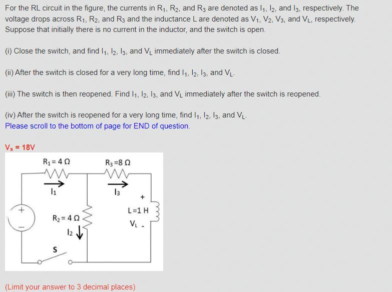 Solved For the RL circuit in the figure, the currents in | Chegg.com