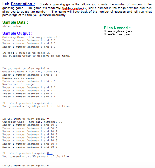 Solved Lab Description Create a guessing game that allows | Chegg.com
