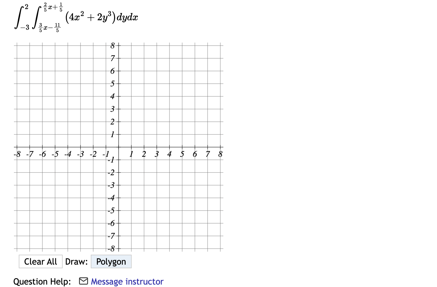 Solved ∫-32∫35x-115﻿draw the region of integration by | Chegg.com