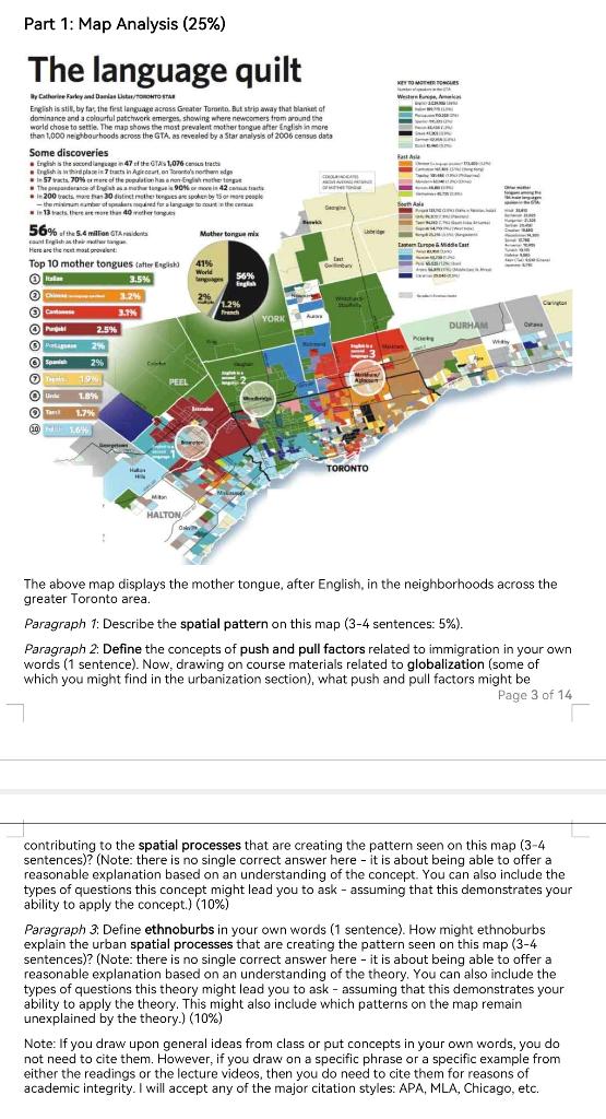 Part 1: Map Analysis (25%) The language quilt EMT We | Chegg.com