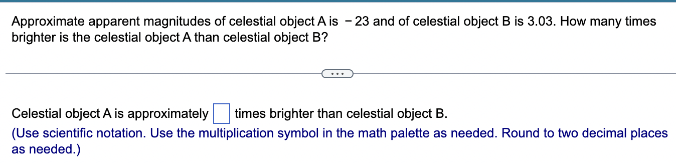 Solved Approximate apparent magnitudes of celestial object A | Chegg.com