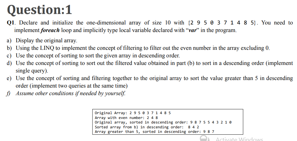 Solved Question: 1 Q1. Declare and initialize the | Chegg.com