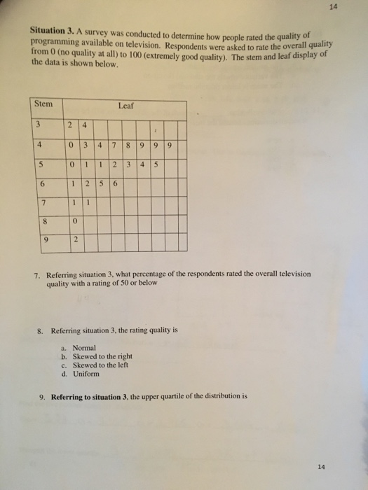 Solved 14 Situation 3 A Survey Was Conducted To Determine