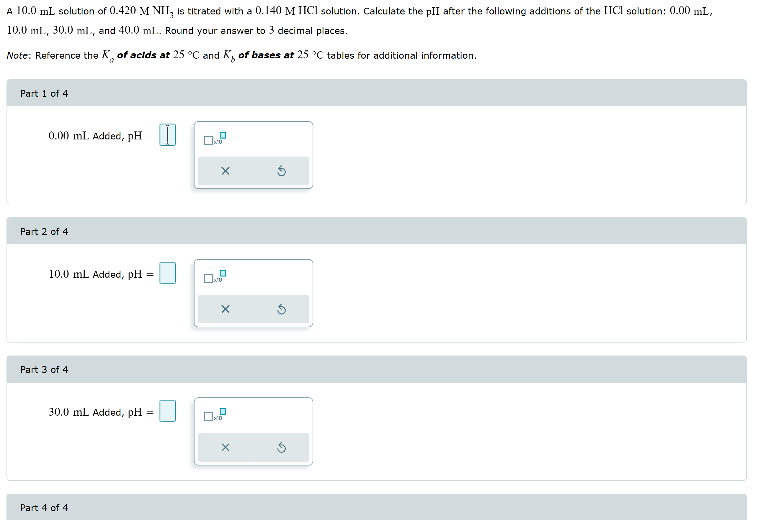 Solved A solution of is titrated with a solution. | Chegg.com
