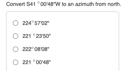 Solved Convert the bearings to azimuths from north, and | Chegg.com