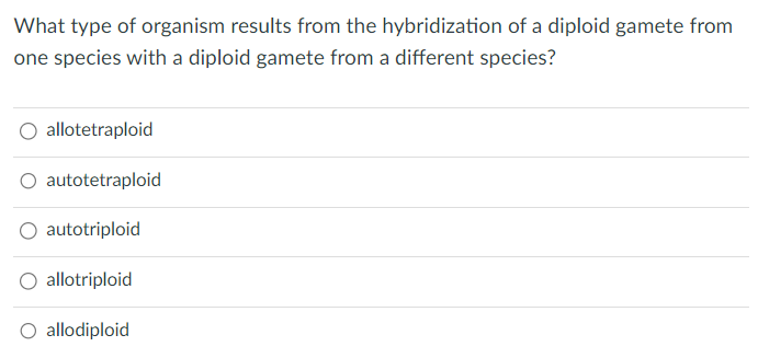 Solved What type of organism results from the hybridization | Chegg.com